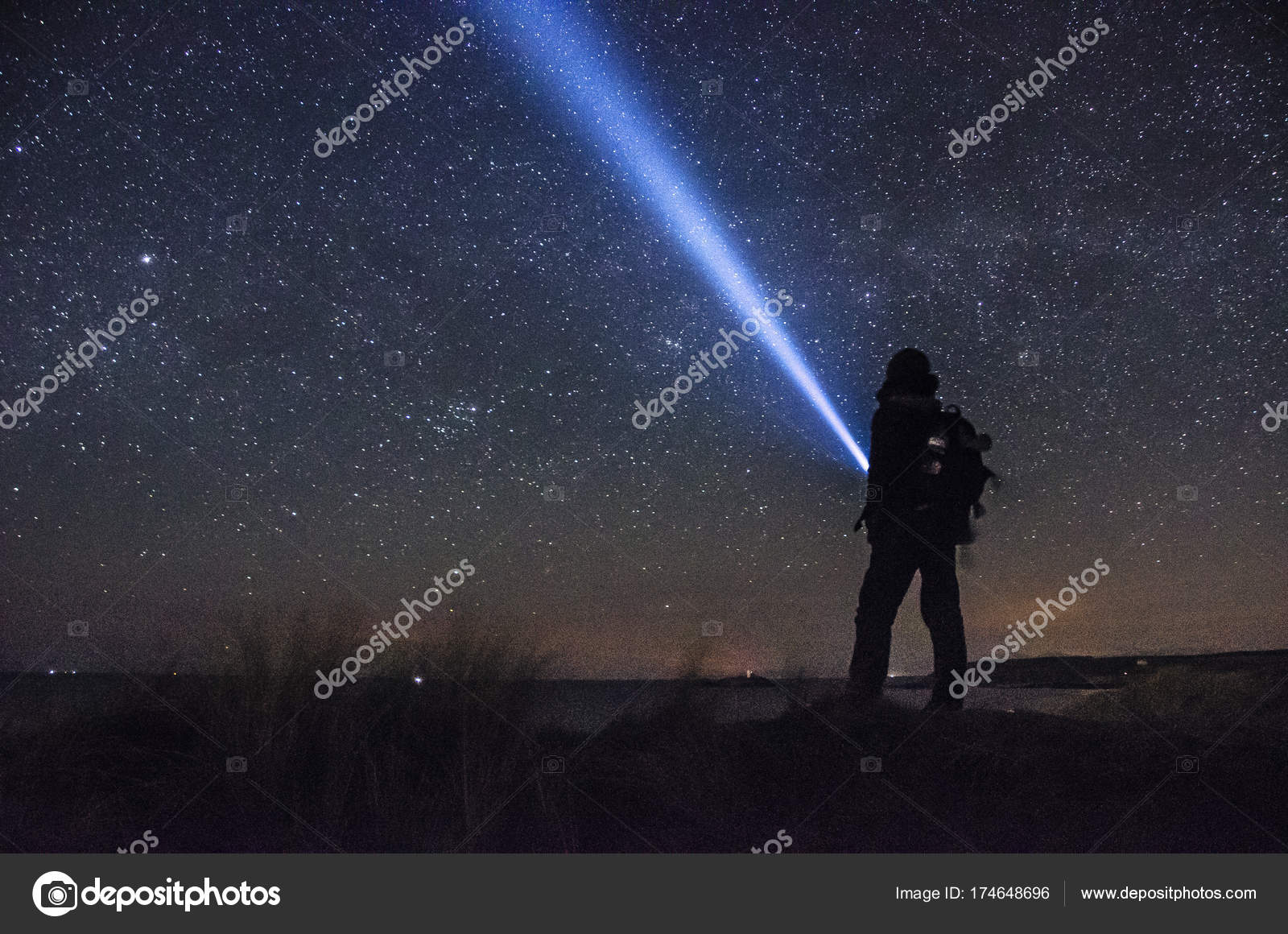 Exploring Night Sky Torch Hand Stock Photo by ©aaronnaps 174648696