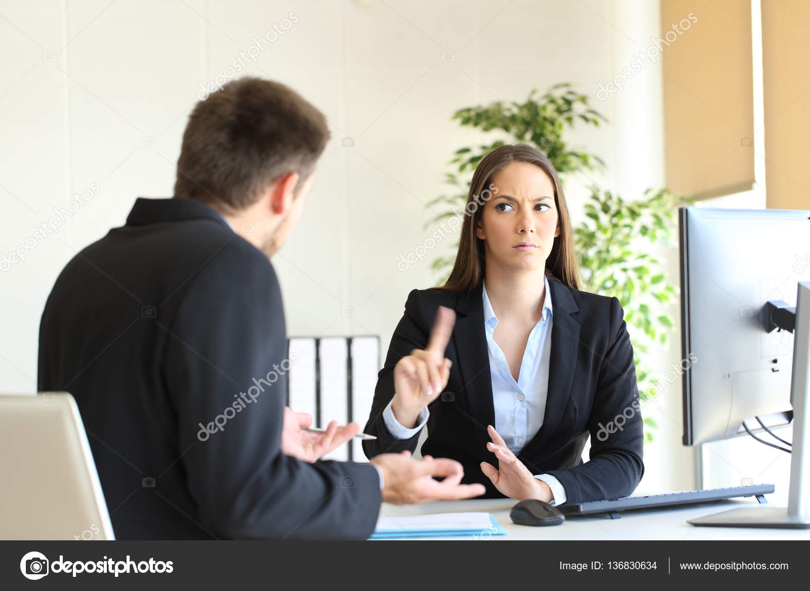 Boss denying something to an employee Stock Photo by ©AntonioGuillemF ...