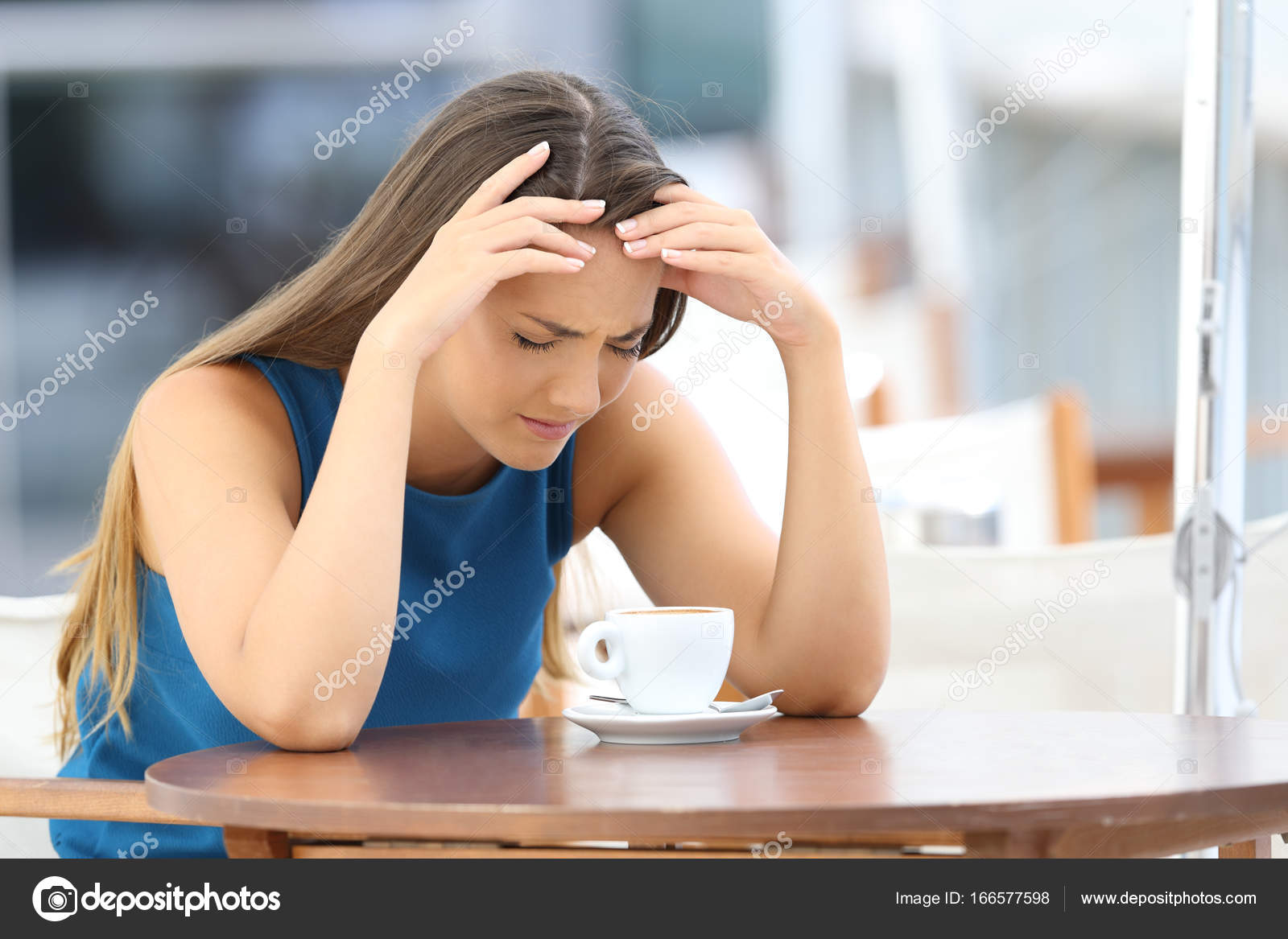 Sad woman complaining in a coffee shop Stock Photo by ©AntonioGuillemF ...