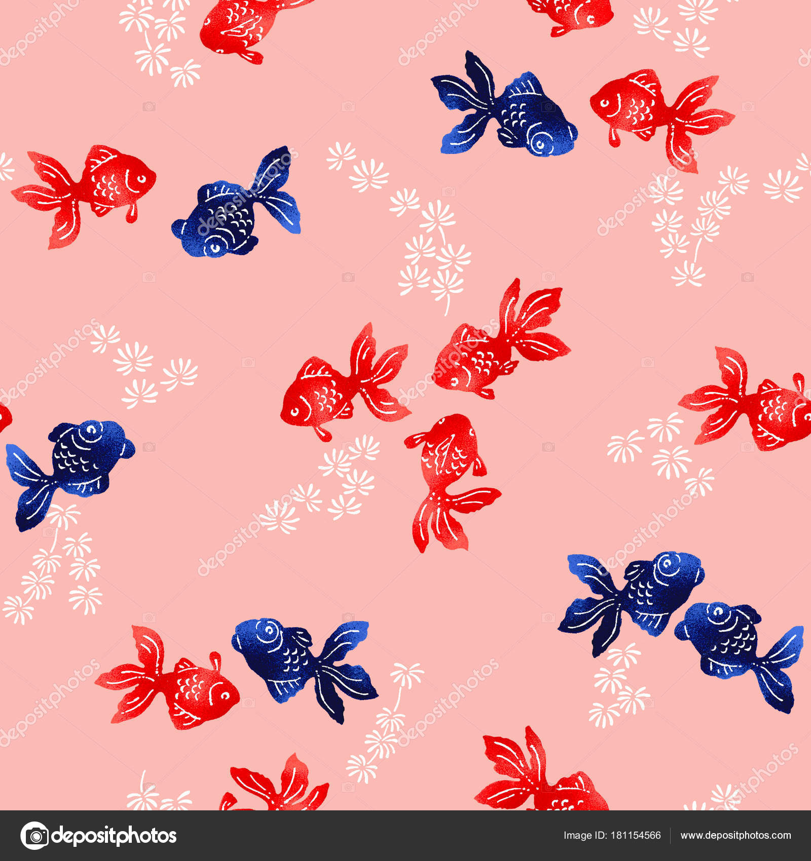 Japanese Style Fish Pattern Drew Japanese Style Fish Freehand Drawing ...