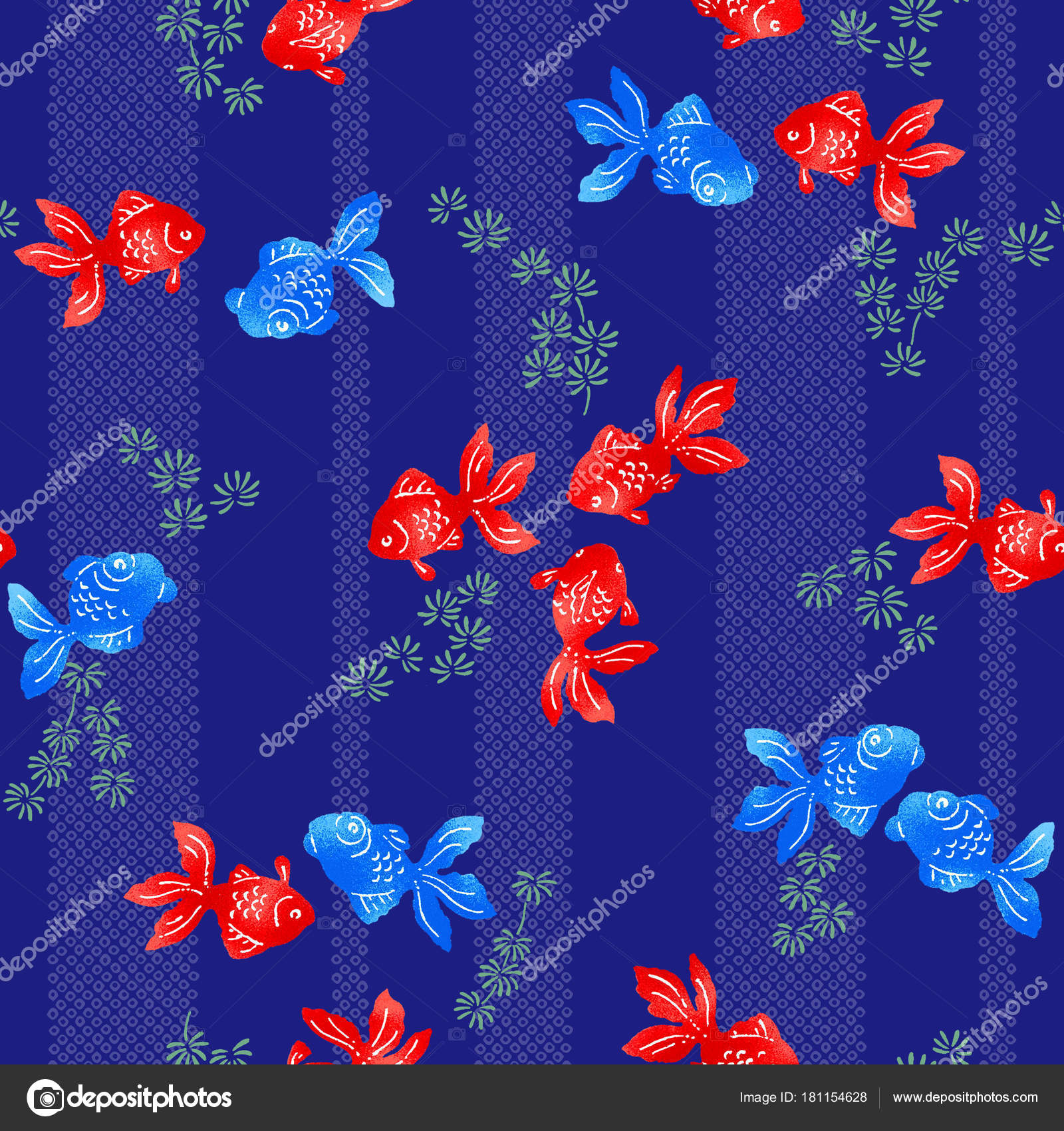 Japanese Style Fish Pattern Drew Japanese Style Fish Freehand Drawing ...