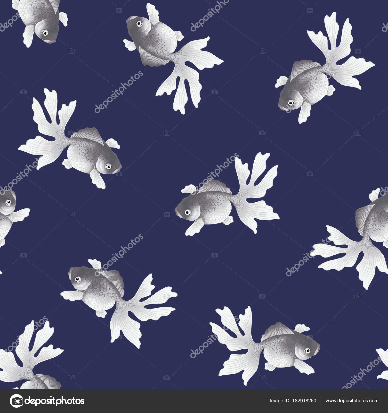 Japanese Style Fish Pattern Drew Japanese Style Fish Freehand Drawing ...