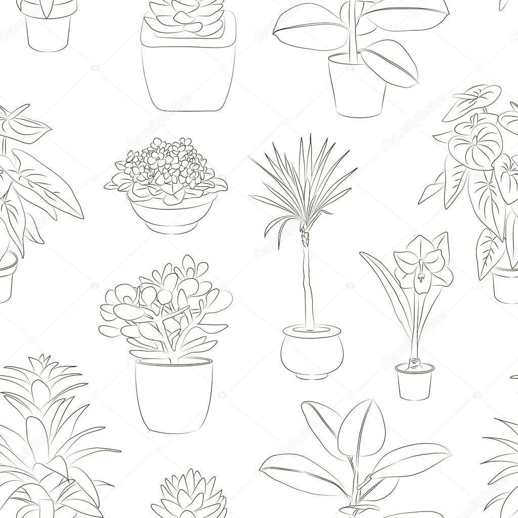 Houseplants set pattern Stock Vector by ©Netkoff 127821172