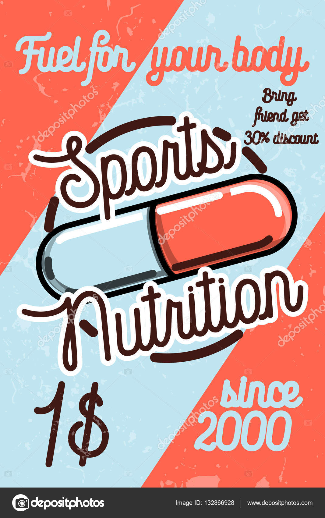 Vintage sports nutrition poster Stock Vector Image by ©Netkoff #132866928