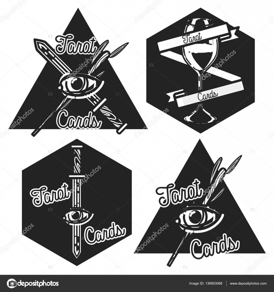 Vintage taro cards emblems Stock Vector by ©Netkoff 136903068