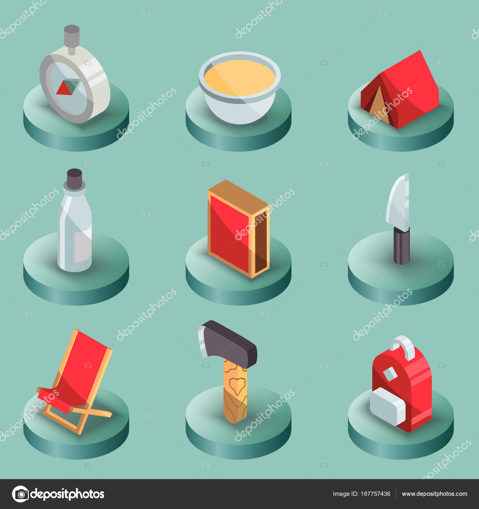 Survival Kit Color Isometric Icons Vector Illustration Eps Stock Vector ...