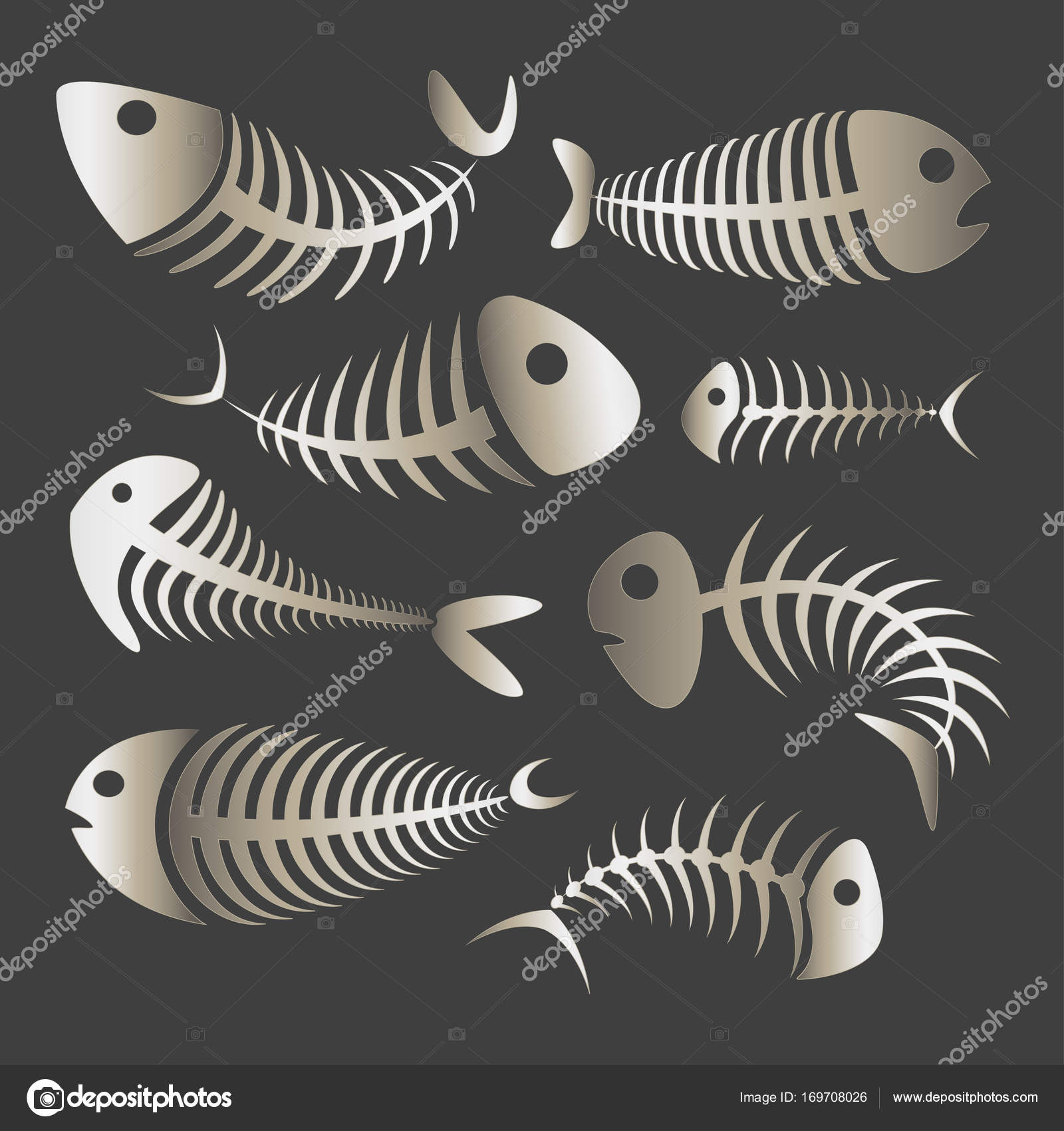 Fishbone set icons Stock Vector Image by ©Netkoff #169708026