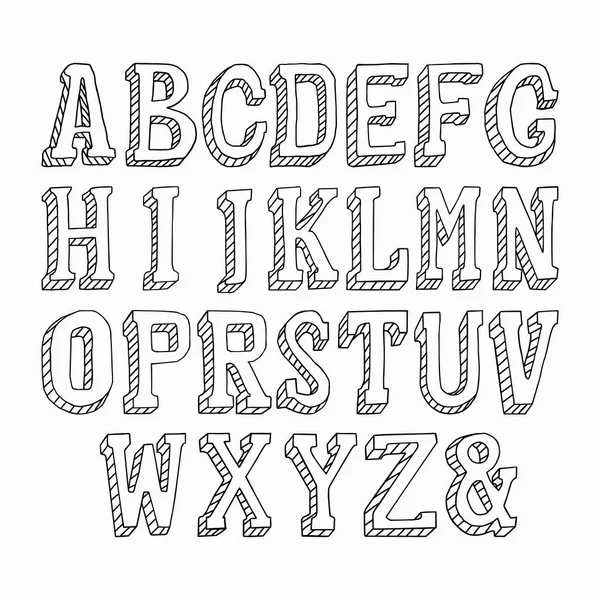 Hand Drawn Abc Letters Isolated On White Background Hand Drawn Ink 3d