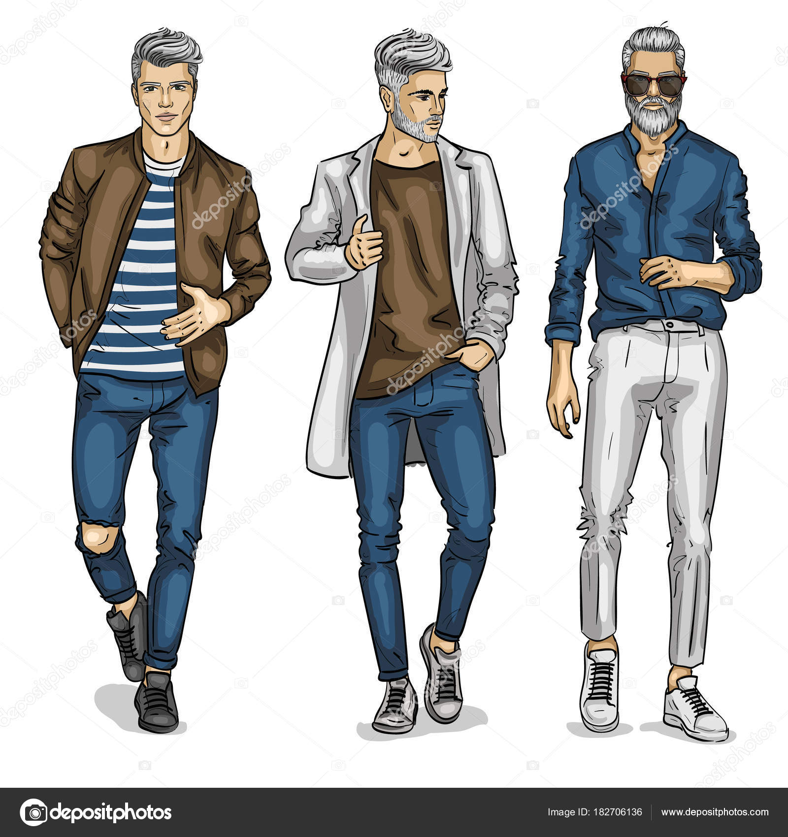 Vector young man models — Stock Vector © Netkoff #182706136