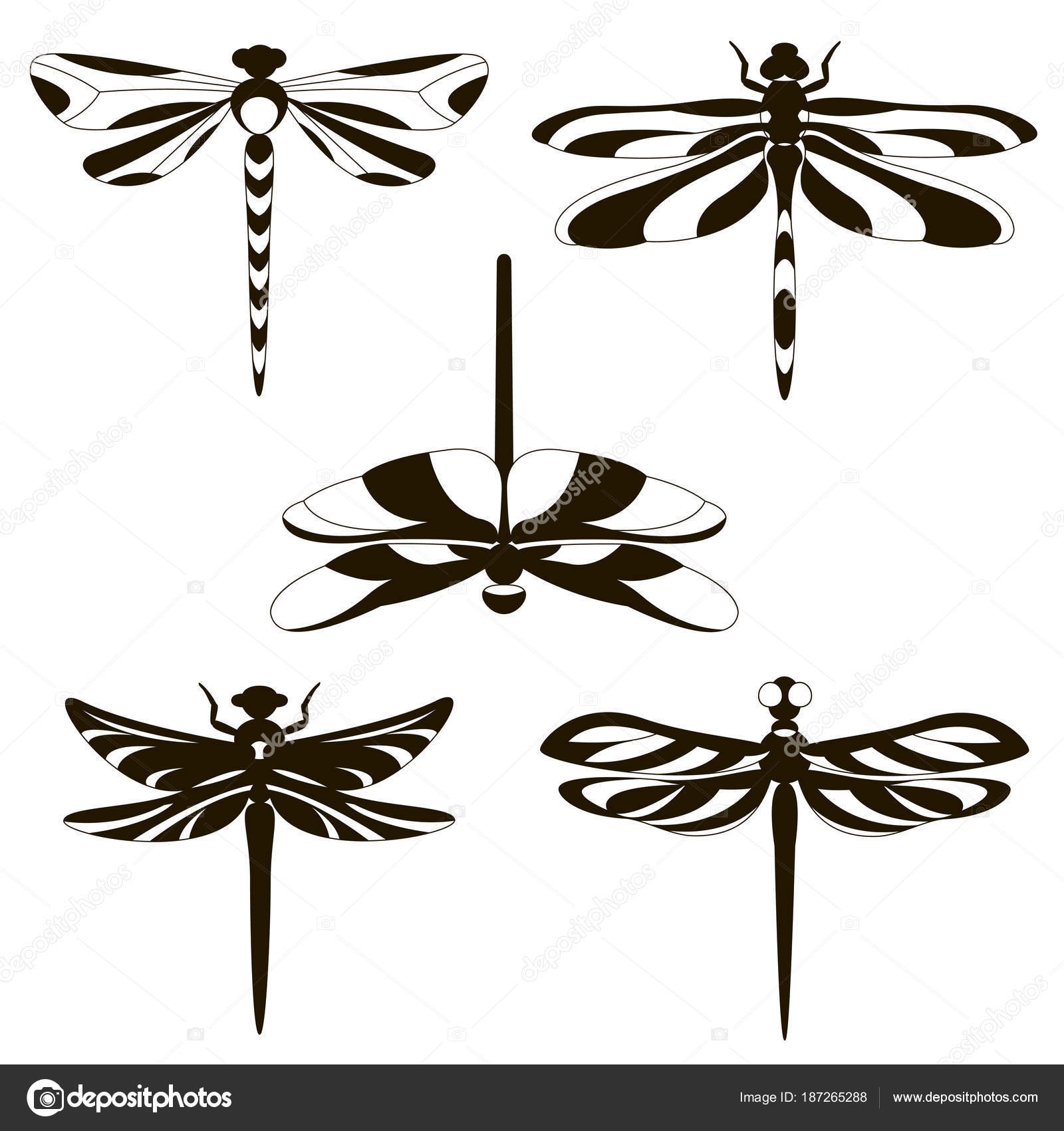 Conjunto de siluetas de libélulas Stock Vector by ©Netkoff 187265288