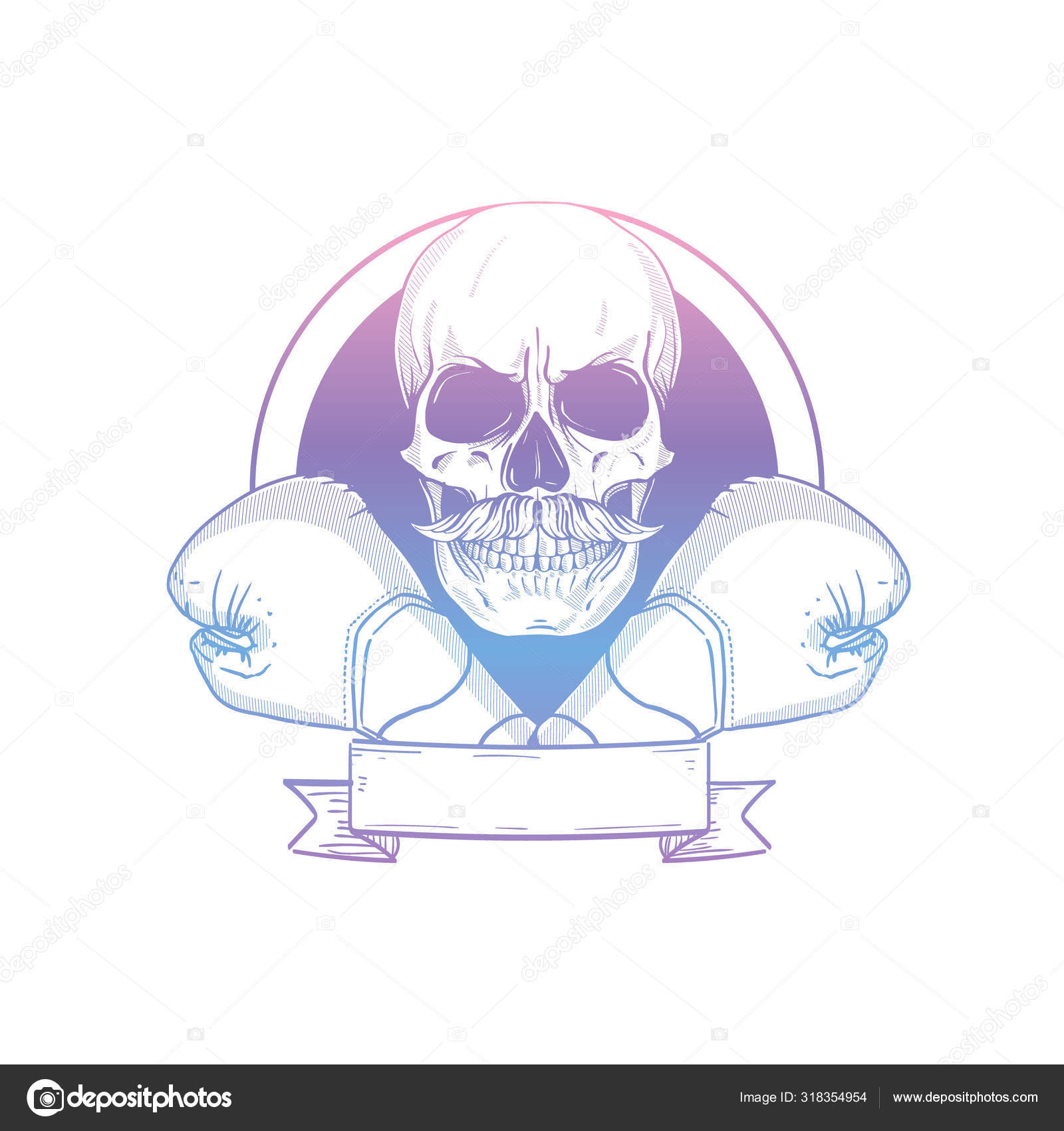 Hand drawn skull with boxing gloves — Stock Vector © Netkoff #318354954