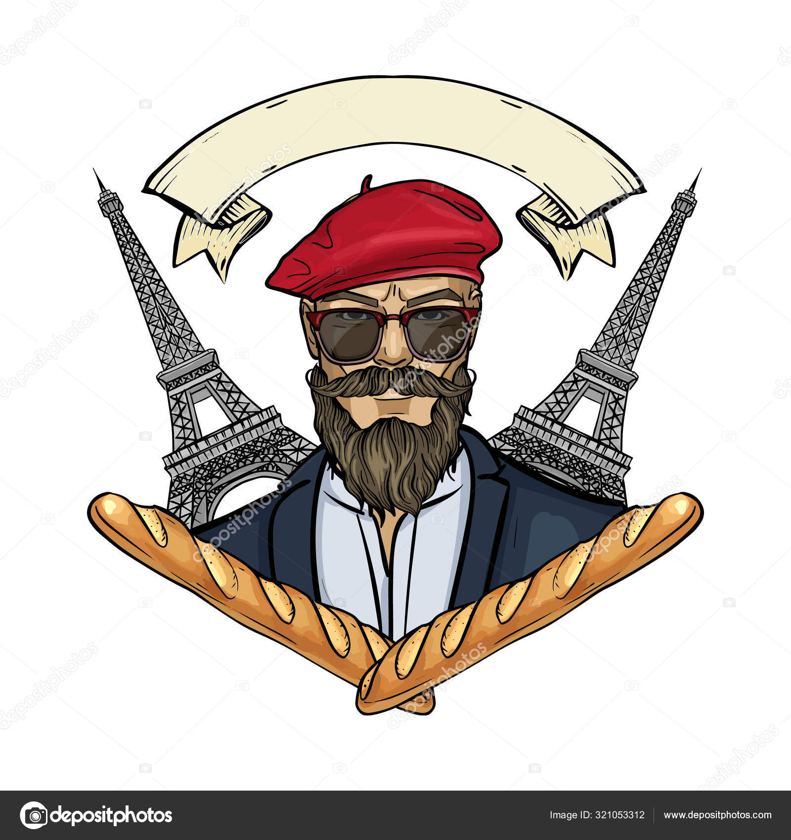 Hand drawn sketch french man Stock Illustration by ©Netkoff #321053312