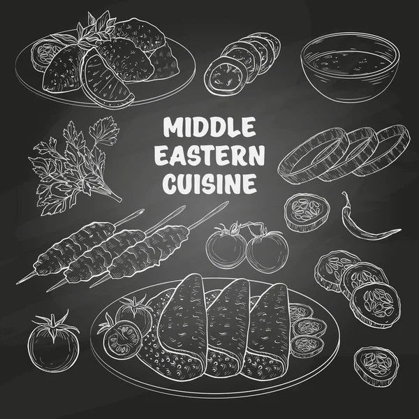 Middle Eastern cuisine, arabian dishes. Stock Vector Image by ©Netkoff ...