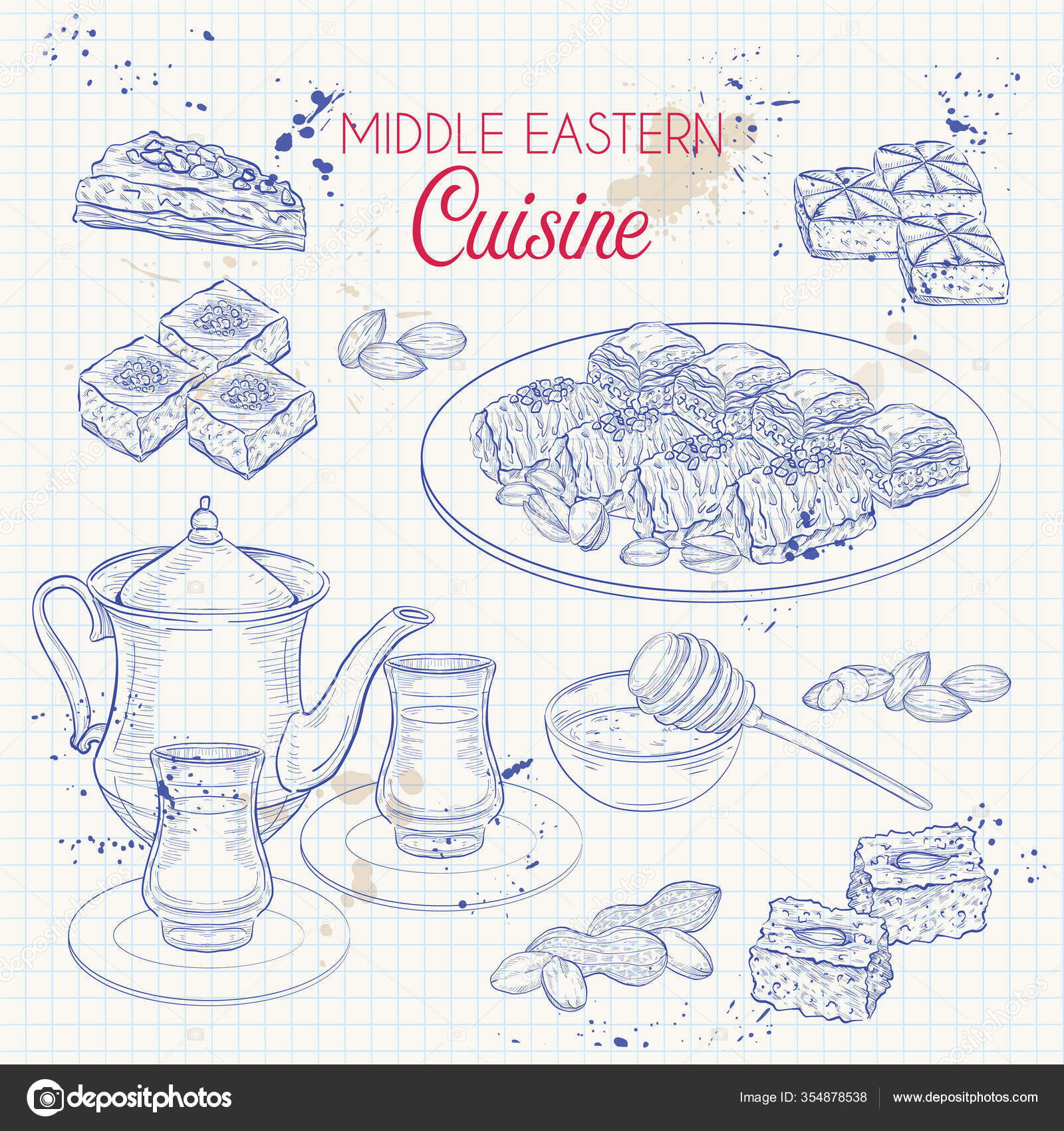 Arabic Food. Traditional eastern cuisine. Stock Vector Image by ...