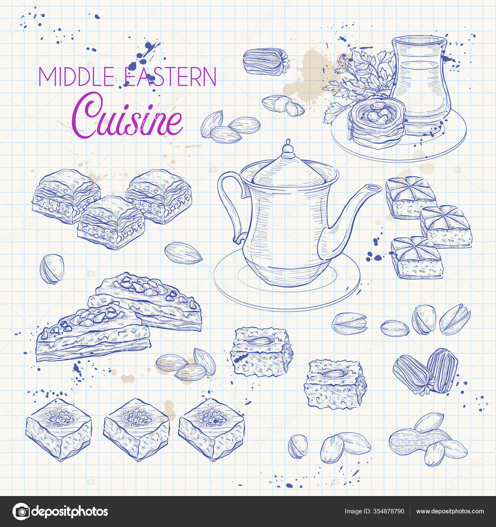 Arabic Food. Traditional eastern cuisine. Stock Vector by ©Netkoff ...