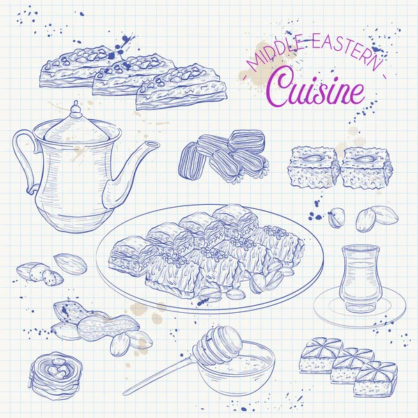 Arabic Food. Traditional eastern cuisine. Stock Vector Image by ...