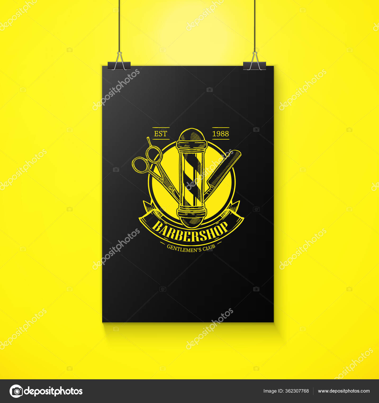 Barbershop logo with a ribbon Stock Vector by ©Netkoff 362307768