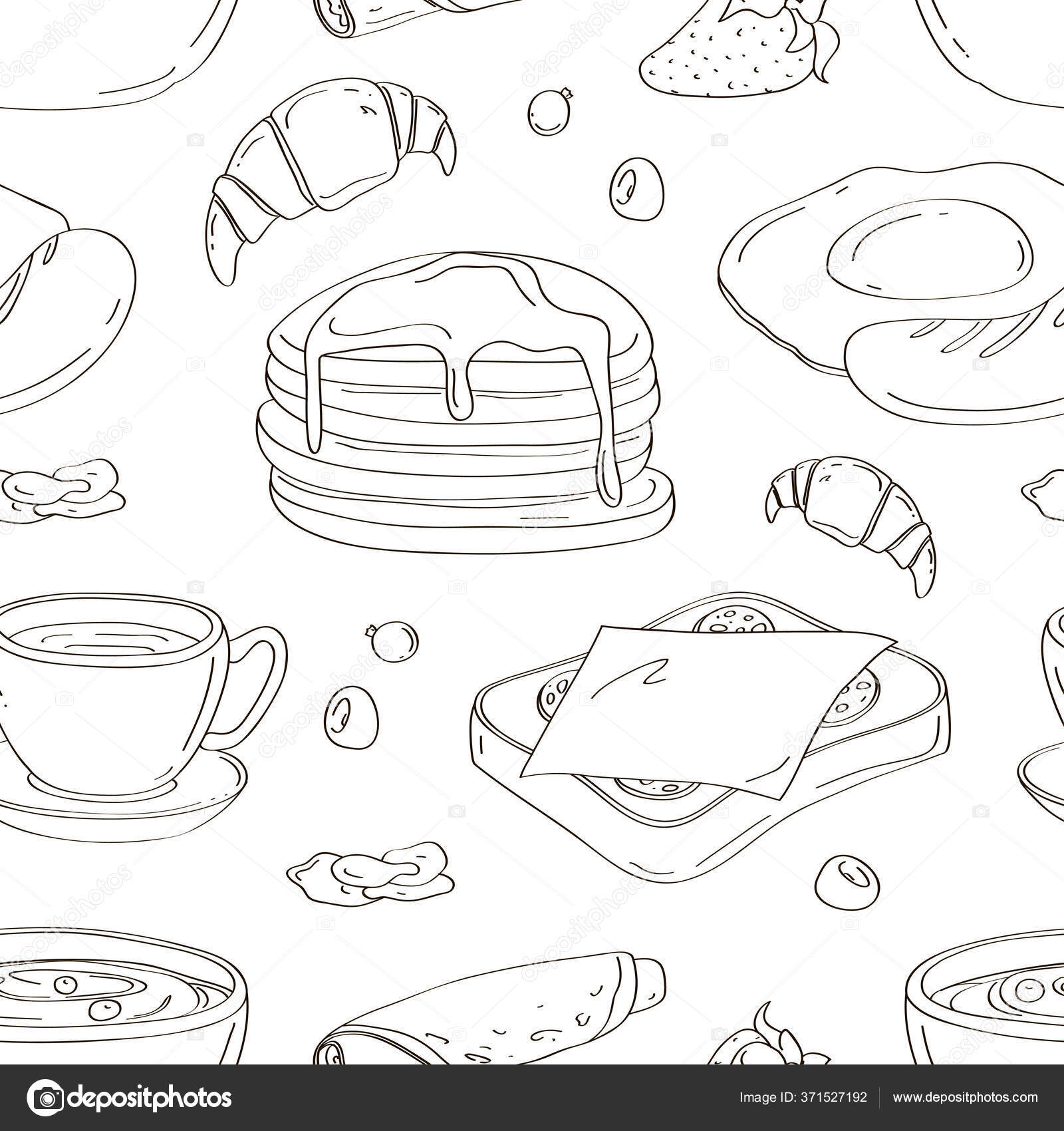 Breakfast collection illustration set pattern Stock Vector Image by ...