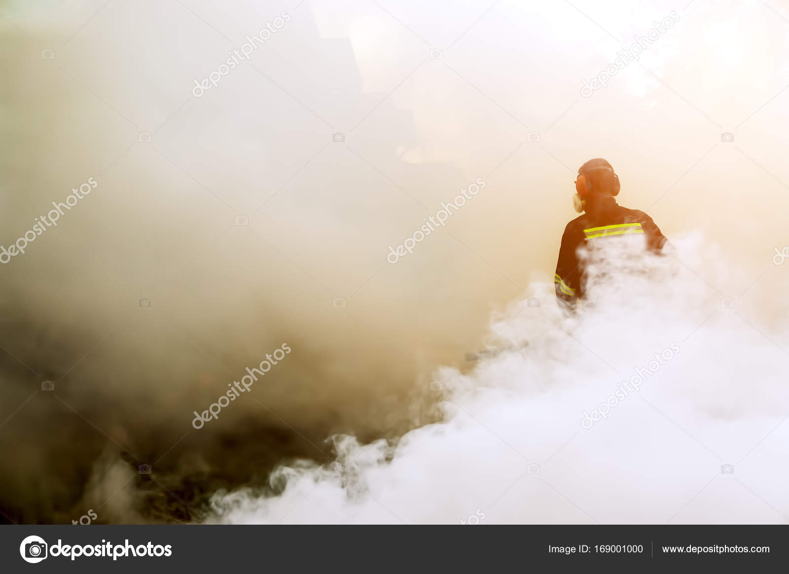 Environmental health operator fogging using chemical Stock Photo by ...