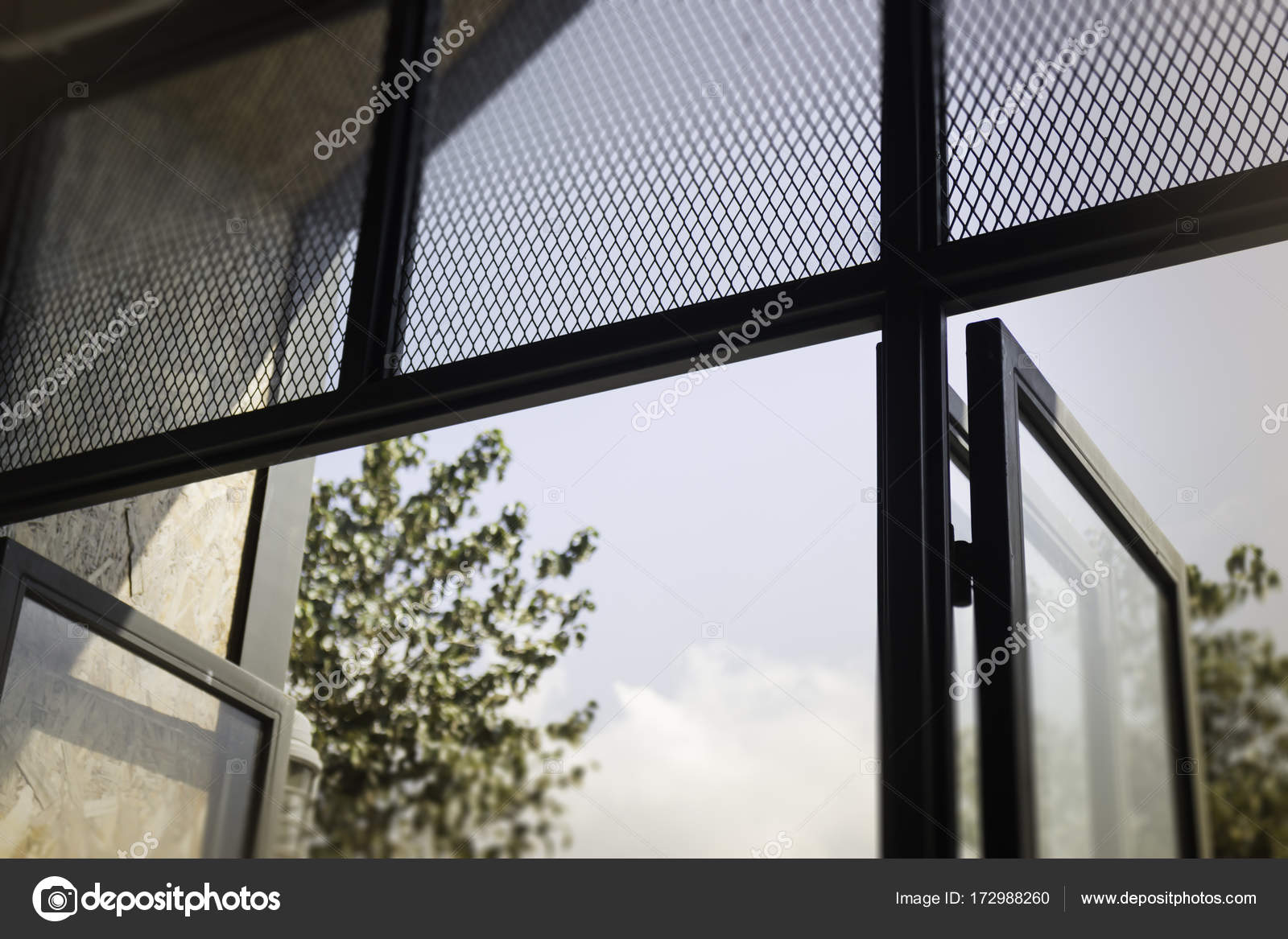 Modern loft window with natural outside view Stock Photo by ©nalinrat ...
