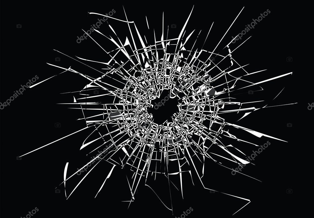 Vidrio roto, grietas, marcas de bala en vidrio. Alta resoluci n 2024