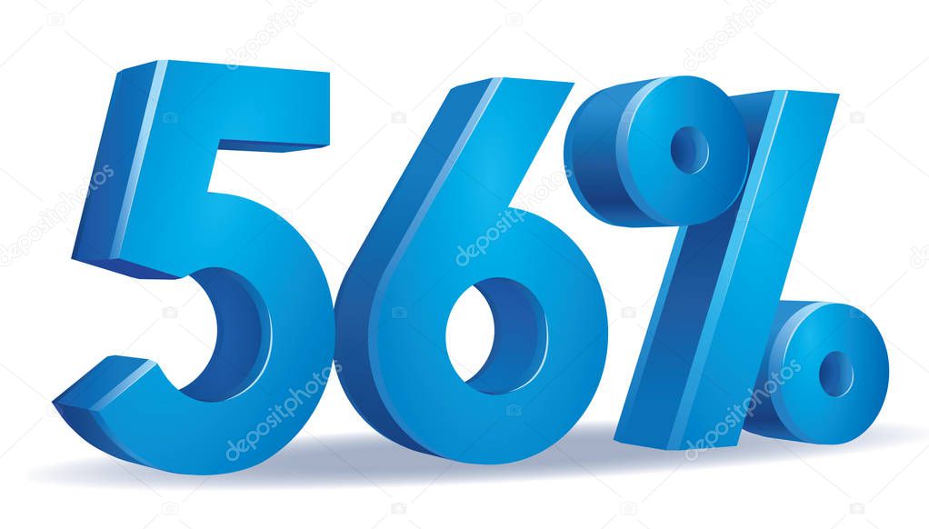 ilustración Vector de 56 por ciento de color azul en fondo blanco 2024