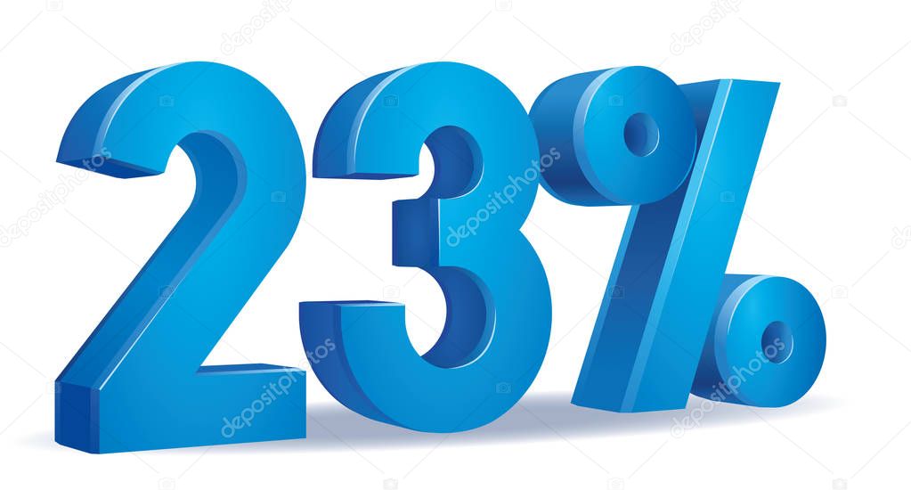 ilustración Vector de 23 por ciento de color azul en fondo blanco 2024