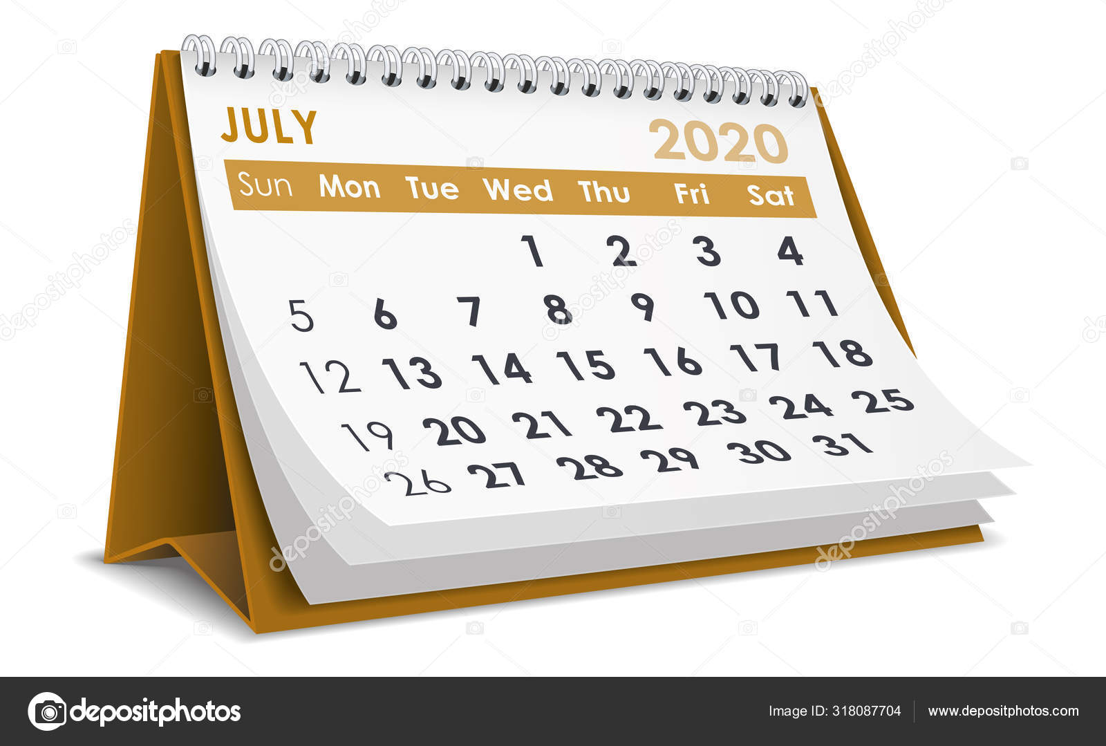 July 2020 Desktop Calendar White Background Stock Vector by ©benjaminet ...