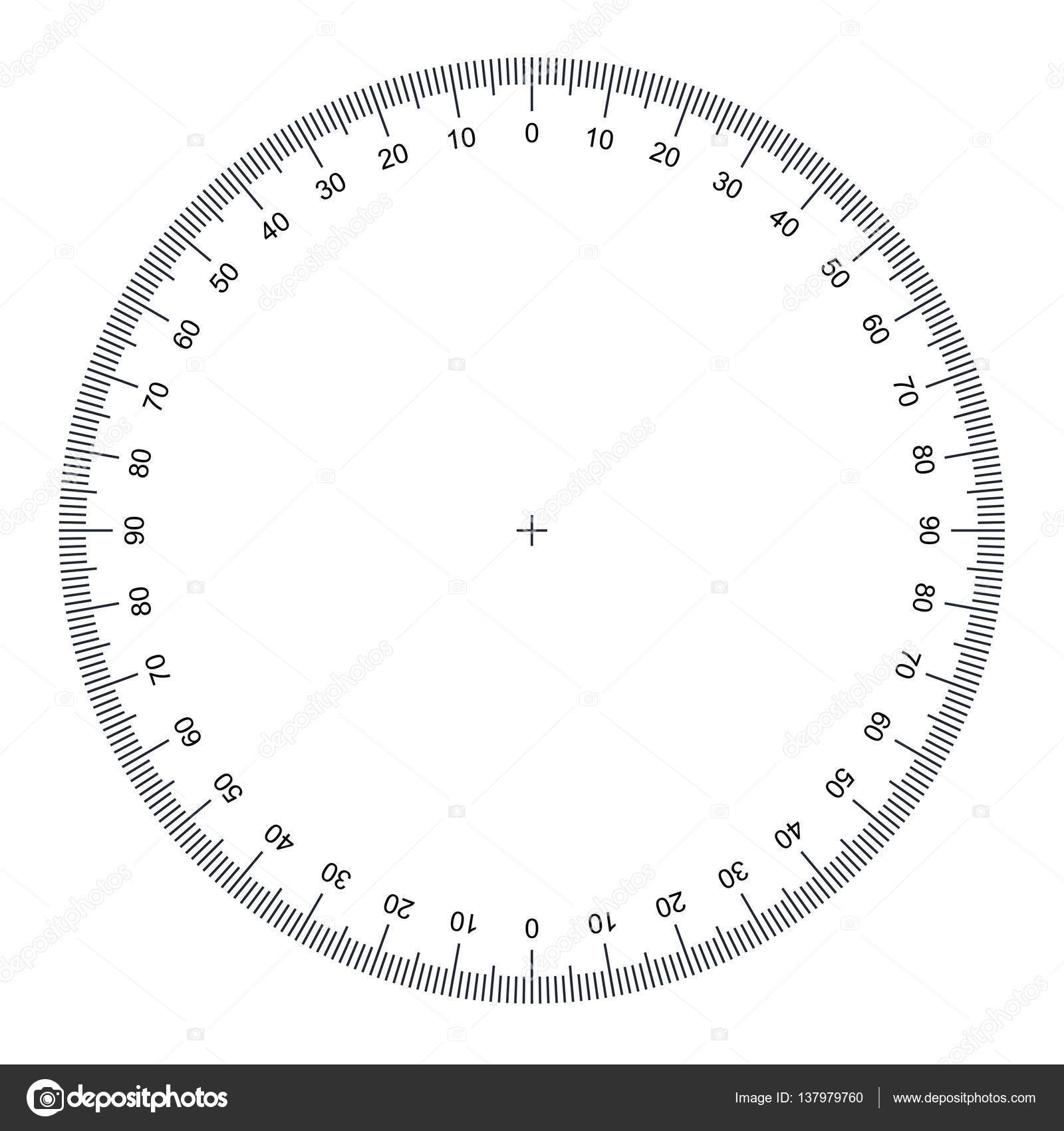 Blank protractor - Actual Size Graduation isolated on background vector ...