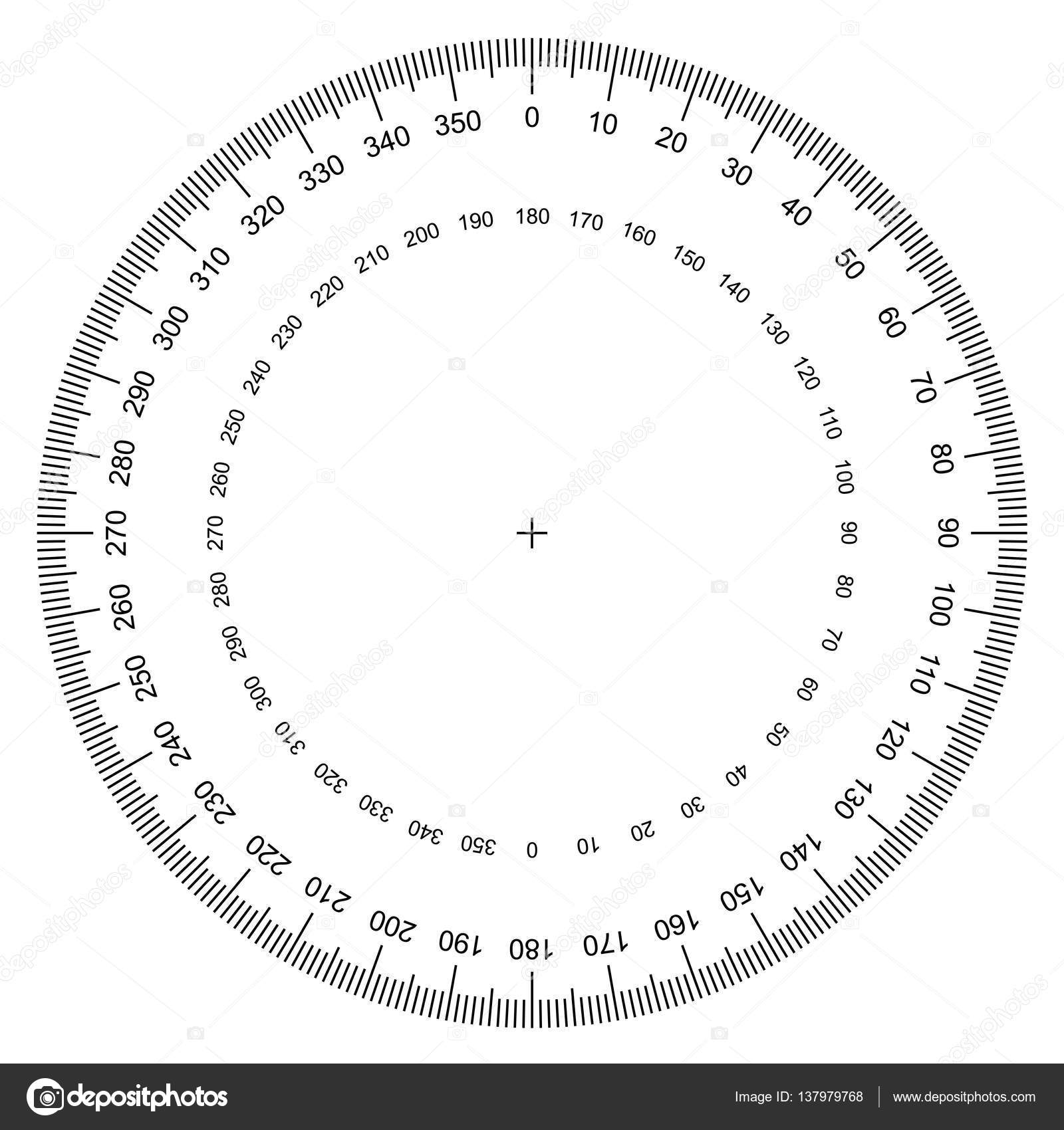 Blank protractor - Actual Size Graduation isolated on background vector ...