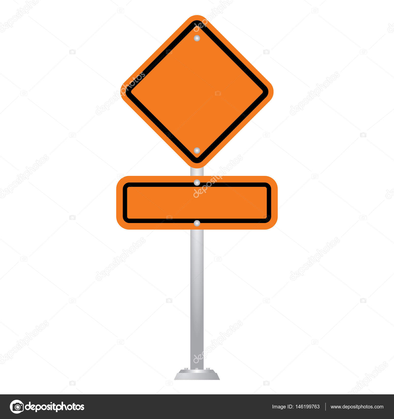 Blank Orange Road Sign