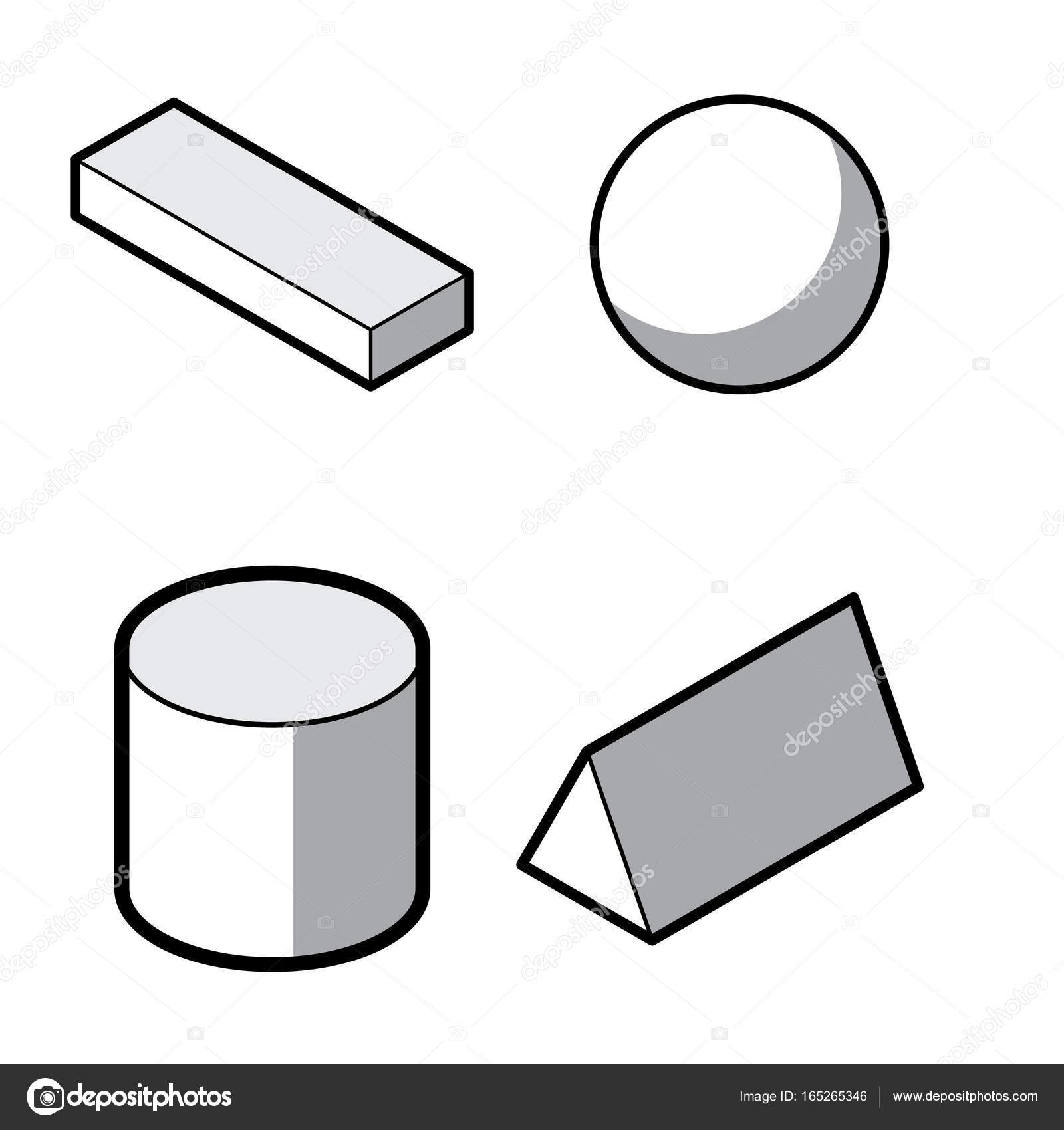 Set of Basic 3d geometric shapes. Geometric solids vector isolated on a ...