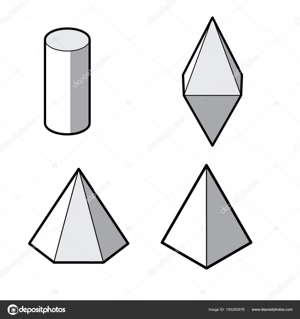 Set of Basic 3d geometric shapes. Geometric solids vector isolated on a ...
