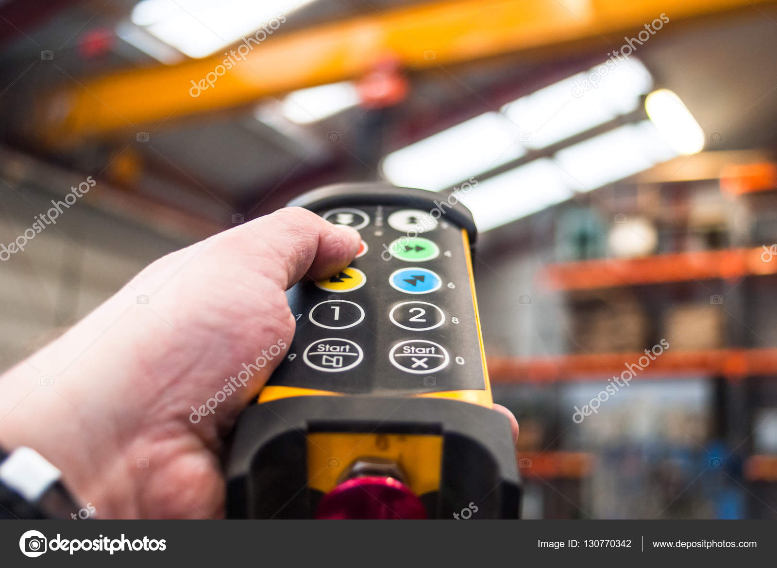 Hand pressing switch for industrial hydraulic crane — Stock Photo ...