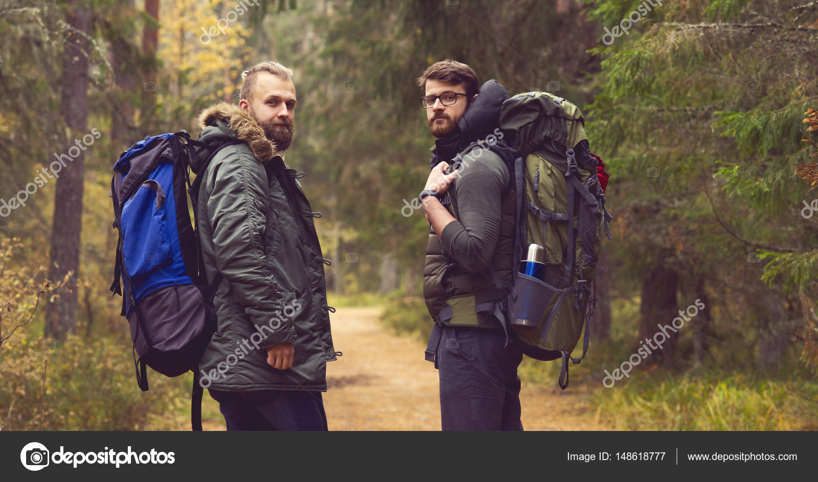 Two men hiking in forest — Stock Photo © shmeljov #148618777