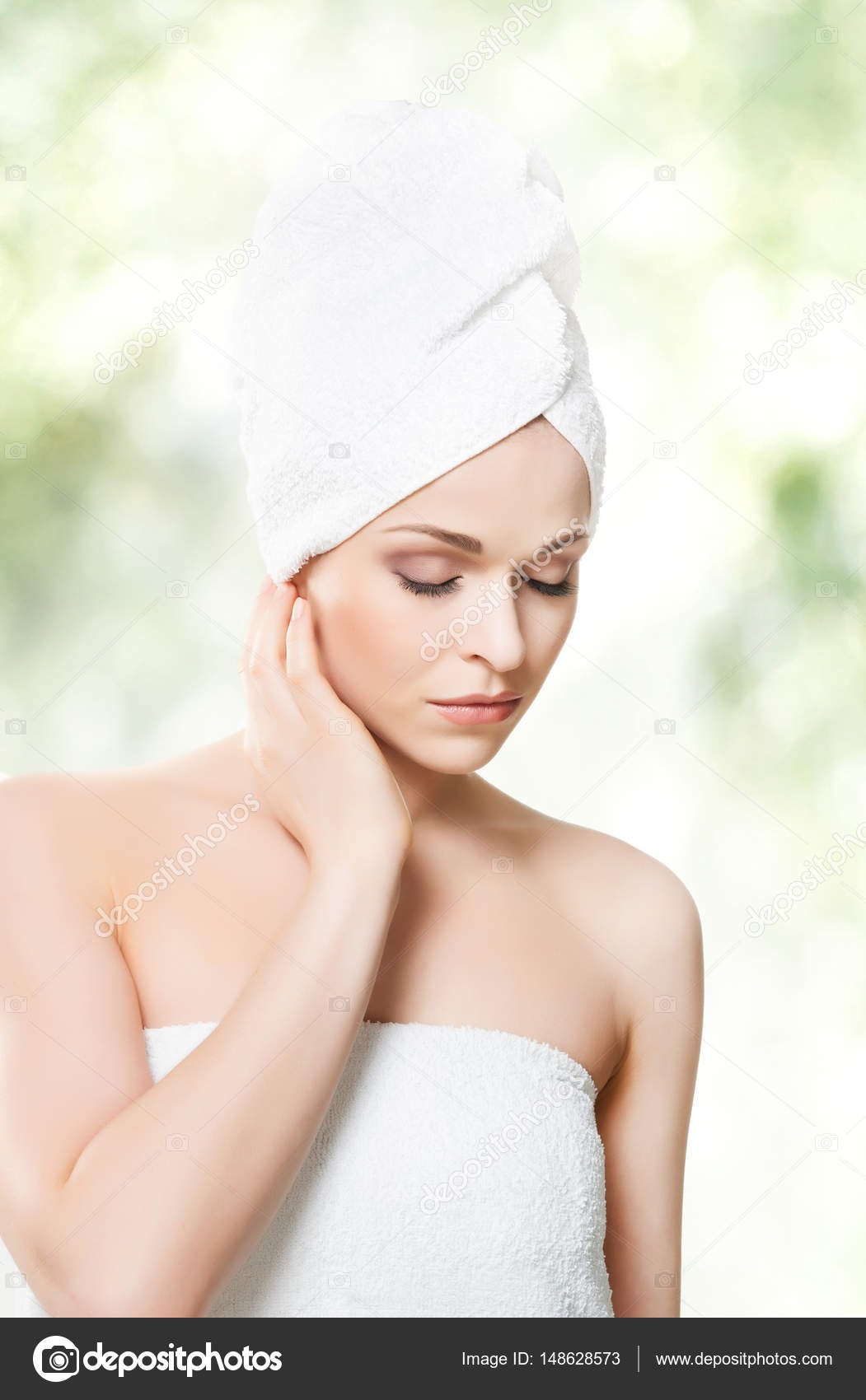 Young woman after taking shower Stock Photo by ©shmeljov 148628573