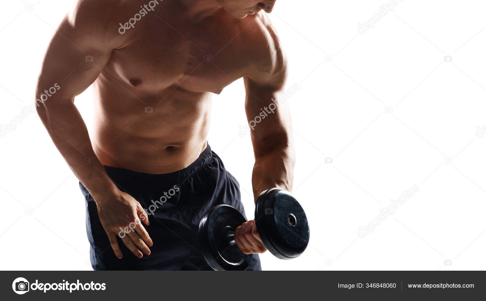 Strong Fit Sporty Bodybuilder Man White Background Sport Fitness ...