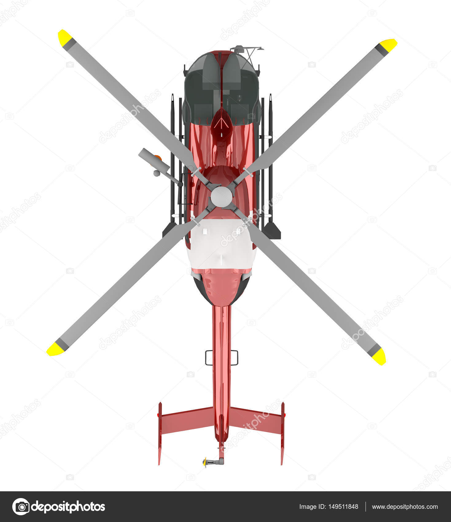 Rescue helicopter top view isolated on white 3d rendering — Stock Photo ...