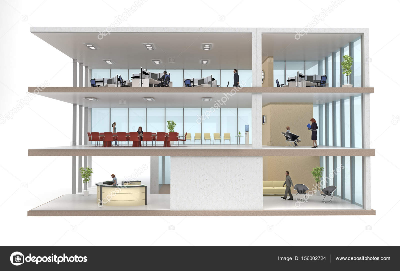 Building cutaway | Office building cutaway isolated on white — Stock ...