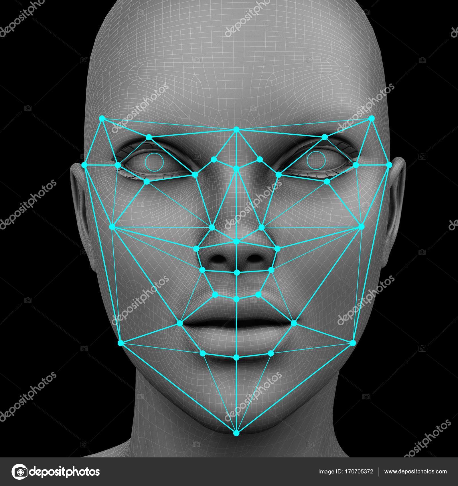 Biometric facial recognition without hair — Stock Photo © petrovv ... Biometric facial recognition without hair — Stock Photo © petrovv ...
