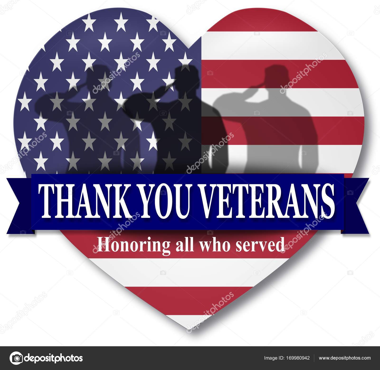 Thank YOU Veterans day. Heart with USA flag and ribbon Stock Vector by ...