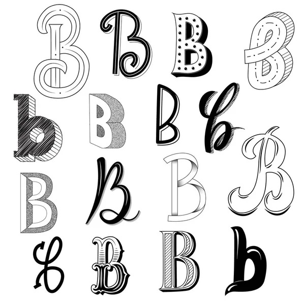 Hand drawn set of different writing styles for letter E Stock Vector ...