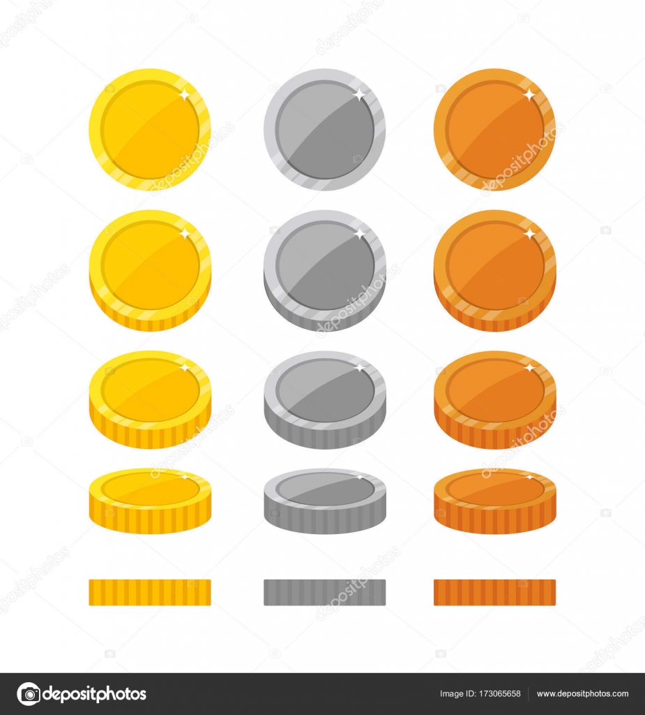 Flat cartoon coins rotation frames — Stock Vector © voinSveta #173065658