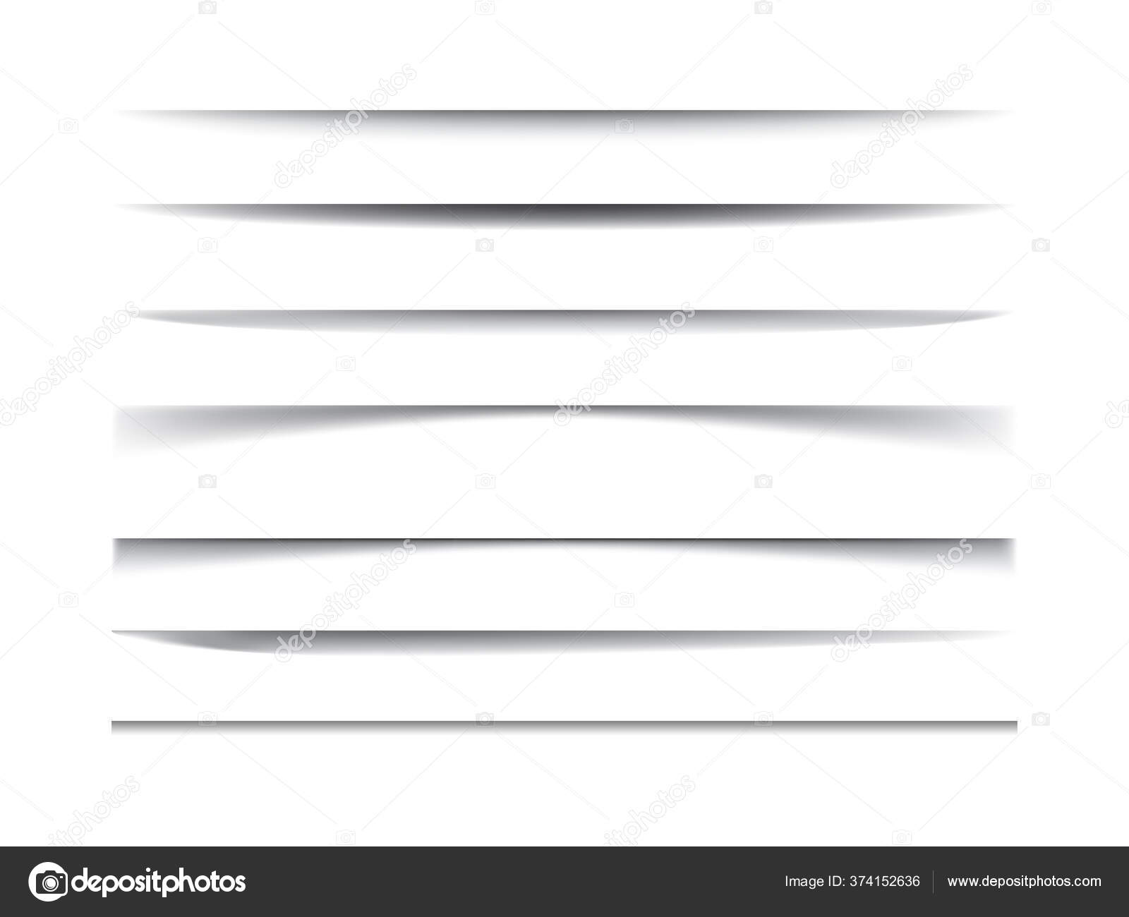 Horizontal lines black shadows vector realistic illustrations set Stock ...