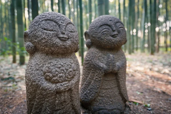 Jizo Japanese Stone Statues Bamboo Forest Background Kyoto Japan ...