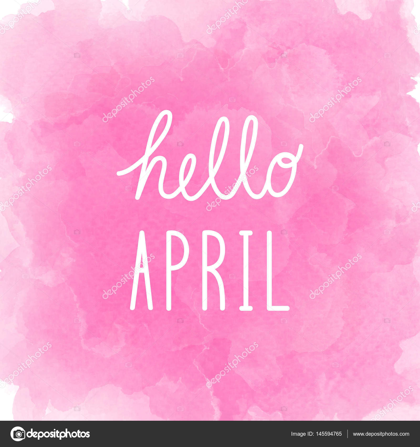 Hello April greeting on abstract pink watercolor background Stock ...