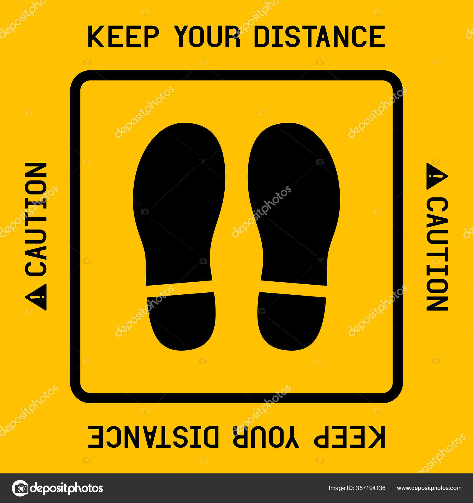 Keep Your Distance Footprint Shoe Shape Avoid Covid Coronavirus Stock ...