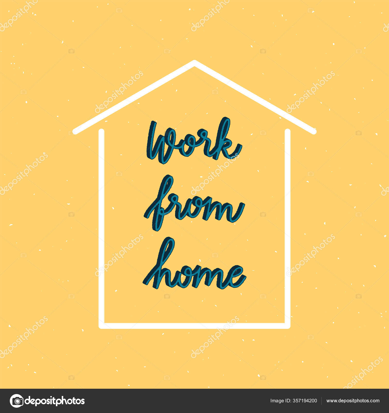 Work Home Hand Lettering Isometric Effect Stock Vector Image by ...