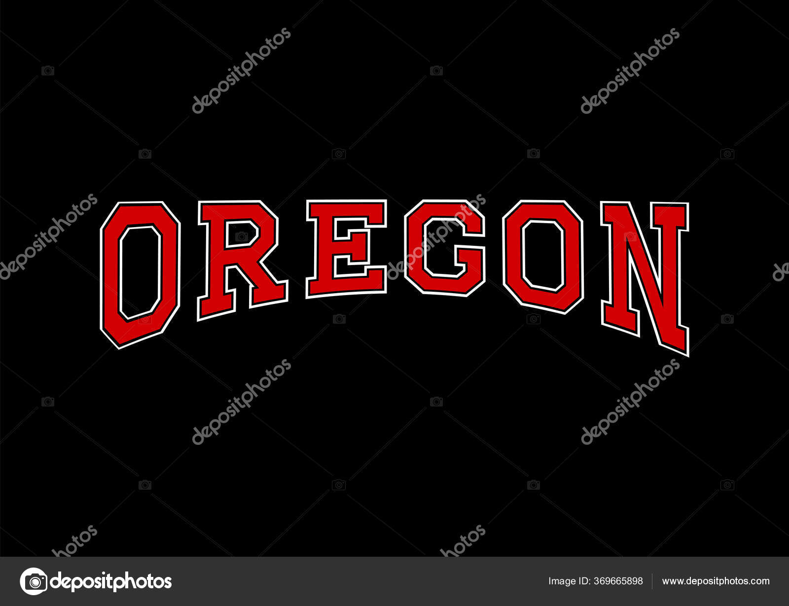 Oregon Typography Design Elements Red White Colors Black Background ...