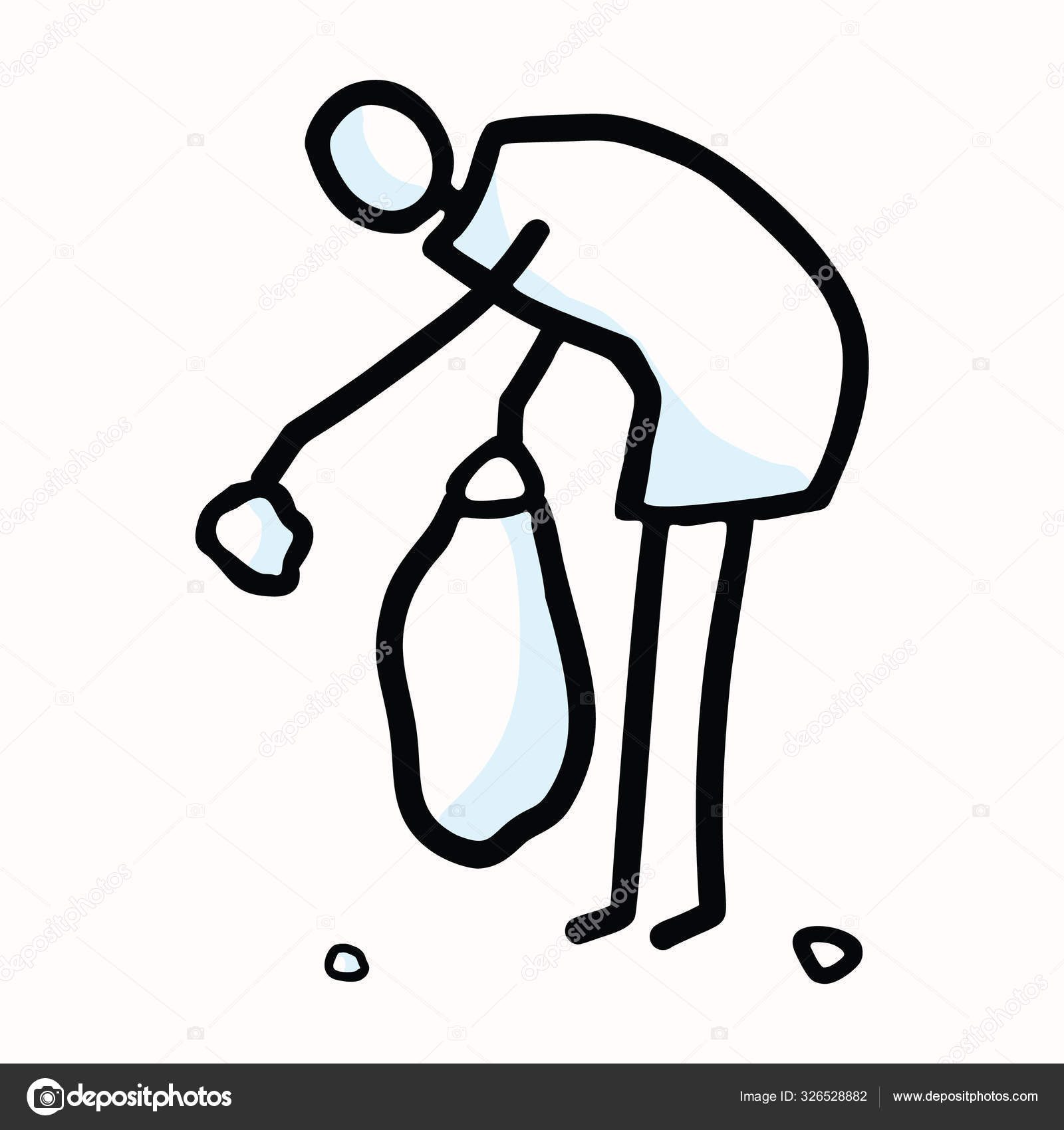 Stick Figure Person Picking Trash Concept Clean Earth Day Simple ...